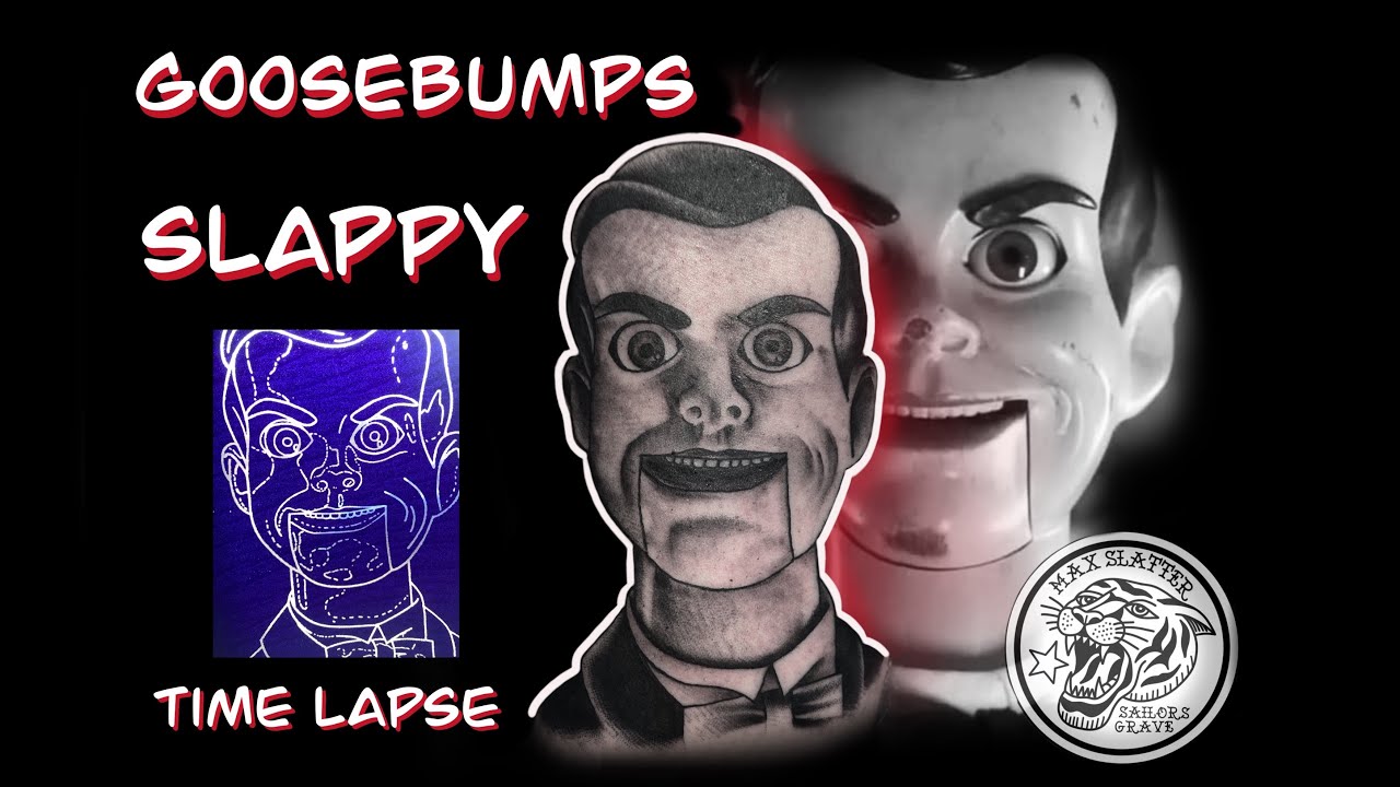 Slappy from goosebumps time lapse tattoo - YouTube