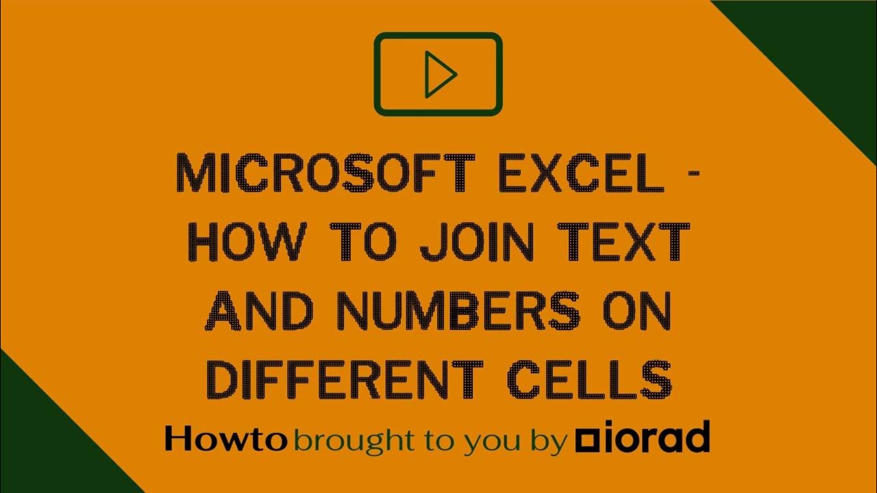 Microsoft Excel - How to join text and numbers on different cells - YouTube