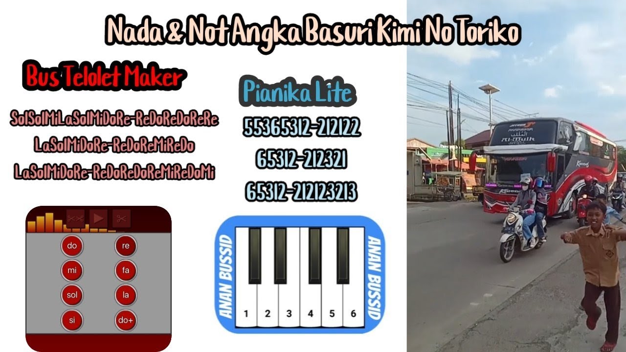 Nada & Not Angka Basuri Kimi No Toriko #basuri #telolet - YouTube