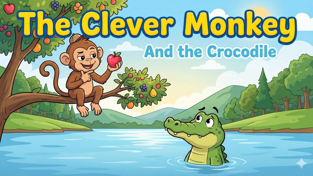 The Clever Monkey and the Crocodile 🐒🐊 | A Smart Moral Story for Kids ...
