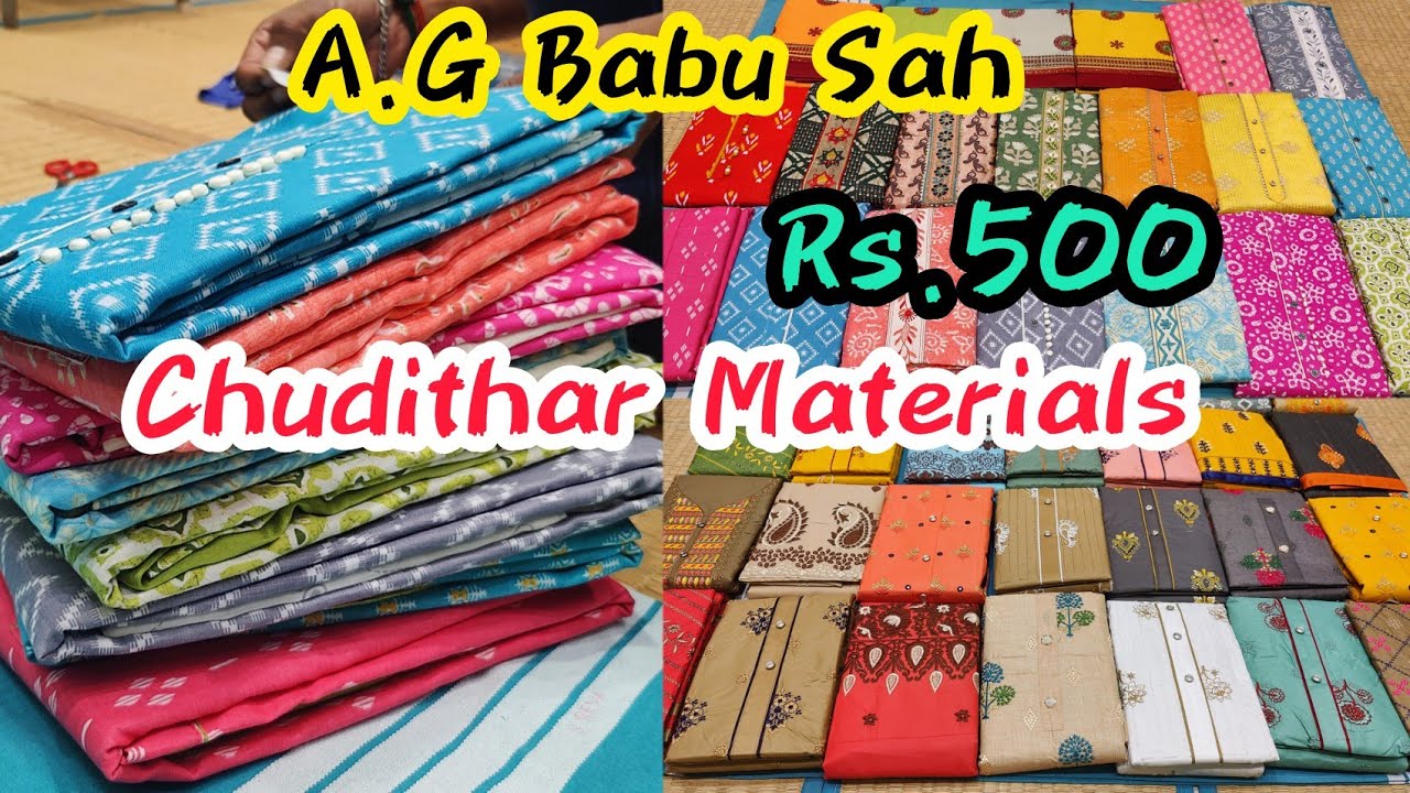 AG Babu Sah Chudithar Materials from Rs.500/Budget Cotton Printed ...