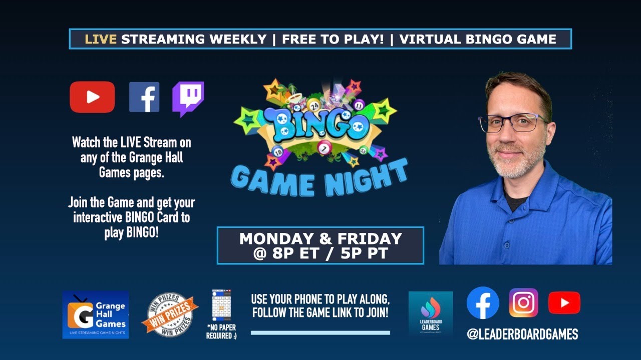 BINGO Game Night - FRIDAY 09/22 | Grange Hall Games - FREE to Play ...