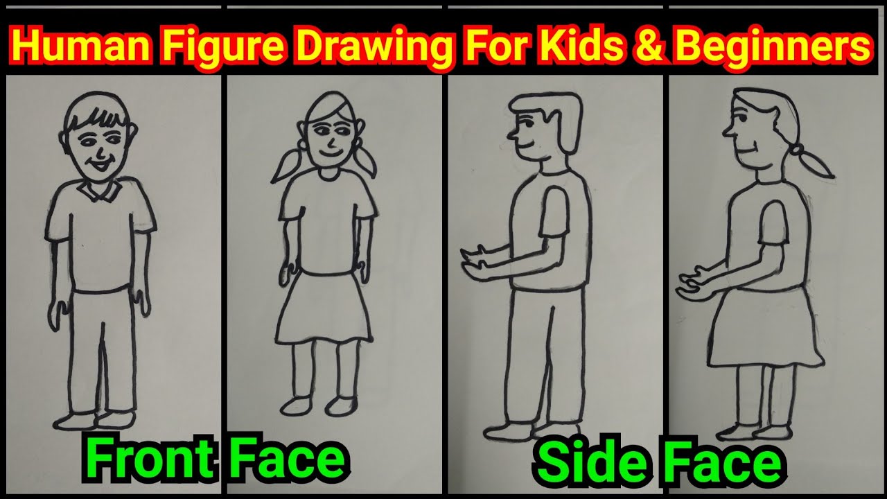 How to draw Human Figure for Beginners & Kids | Human Figure Drawing ...