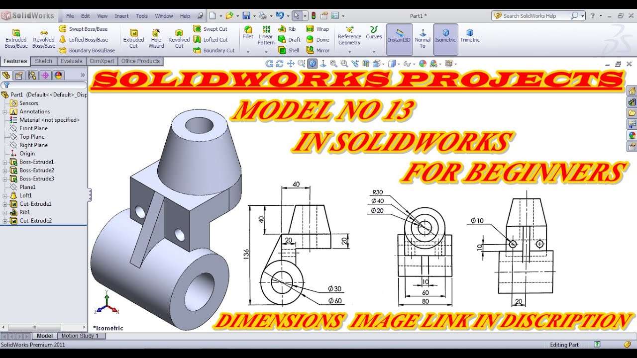 MODEL 13 IN SOLIDWORKS FOR BEGINNERS/HOW TO MAKE A 3D MODEL IN ...