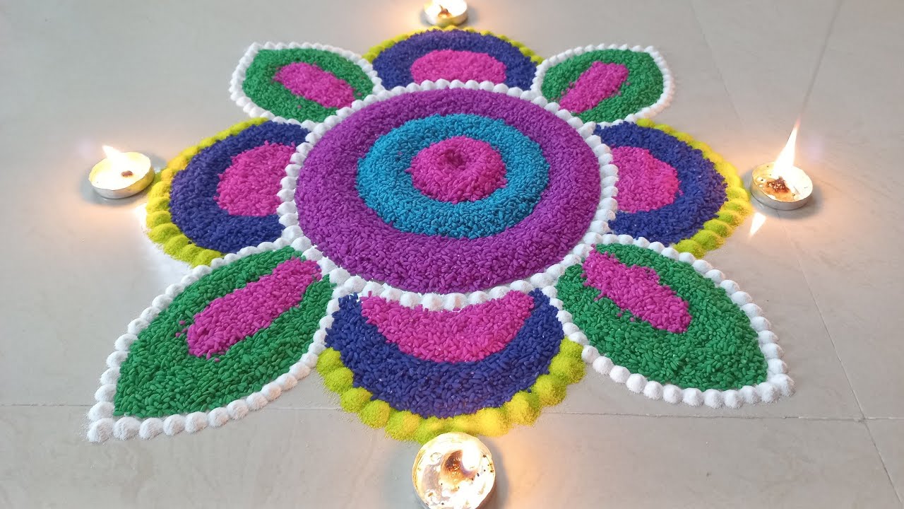 diwali rangoli designs 2024 easy|how to make rangoli with rice | rice ...