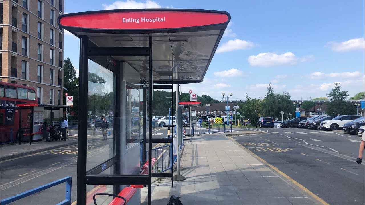 [4K] Brand new Ealing Hospital bus stops for 483 & N83 - YouTube