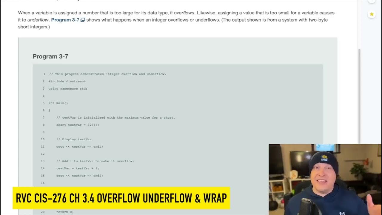 CIS 276 Ch 3 4 Wrap Overflow Underflow - YouTube