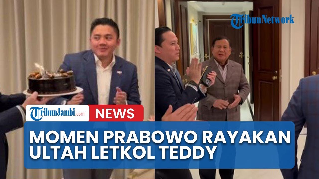 Momen Prabowo Rayakan Ultah Letkol Teddy, Para Sespri Presiden Ikut Beri Kejutan - YouTube
