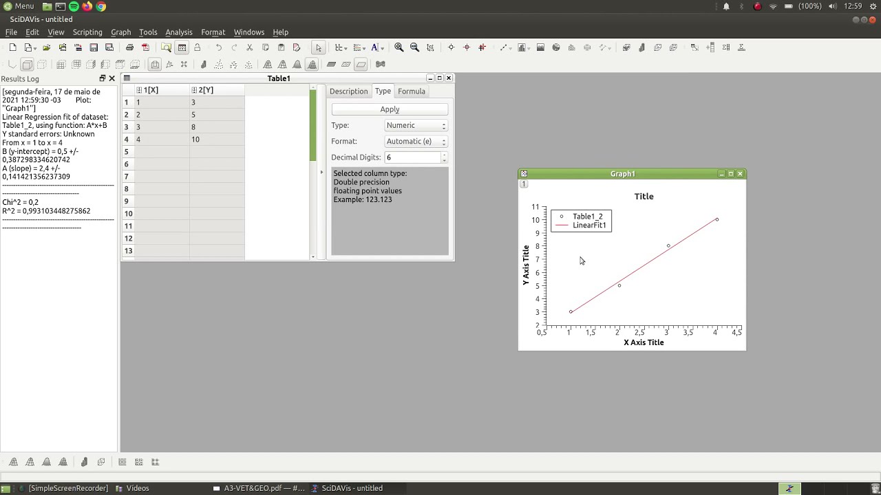 Transformar gráficos de escala linear para escala logarítmica usando o SciDavis - YouTube