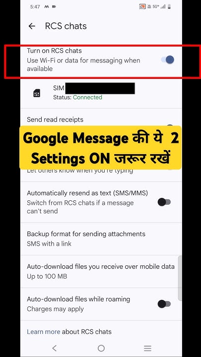 How to turn on Rcs chats on Google message/how to delete OTP 24 hours - YouTube