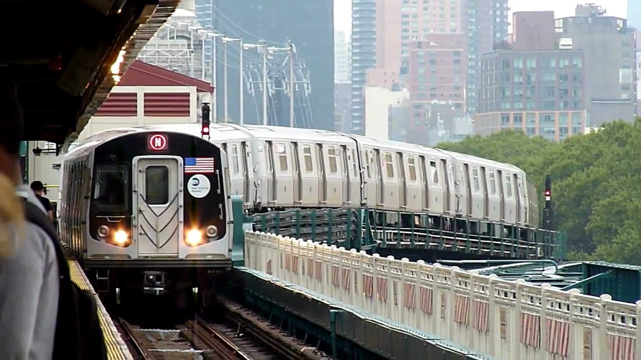 Astoria bound R160B N train at Queensboro Plaza - YouTube