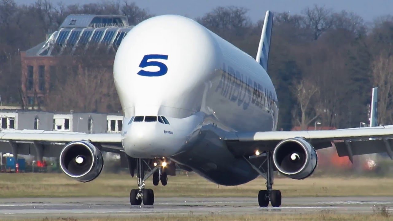 [THE BEAST] Airbus A300B4-608ST Beluga F-GSTF Landing and Taxi at ...
