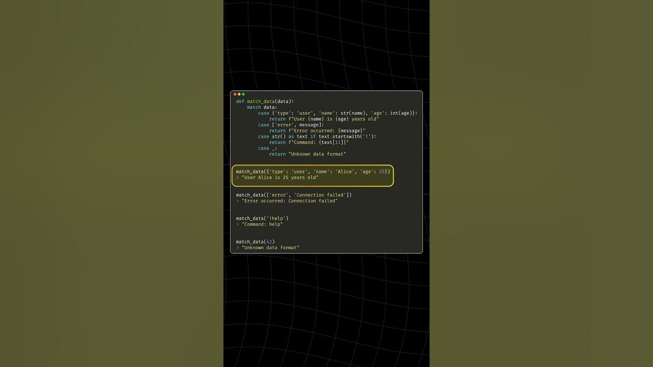 Structural Pattern Matching - YouTube