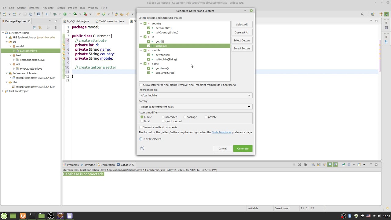 Java Swing With Mysql Step By Step 07 Create Customer Model Youtube