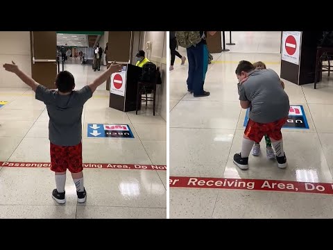 Big brother emotional reunited with his little sister after week apart