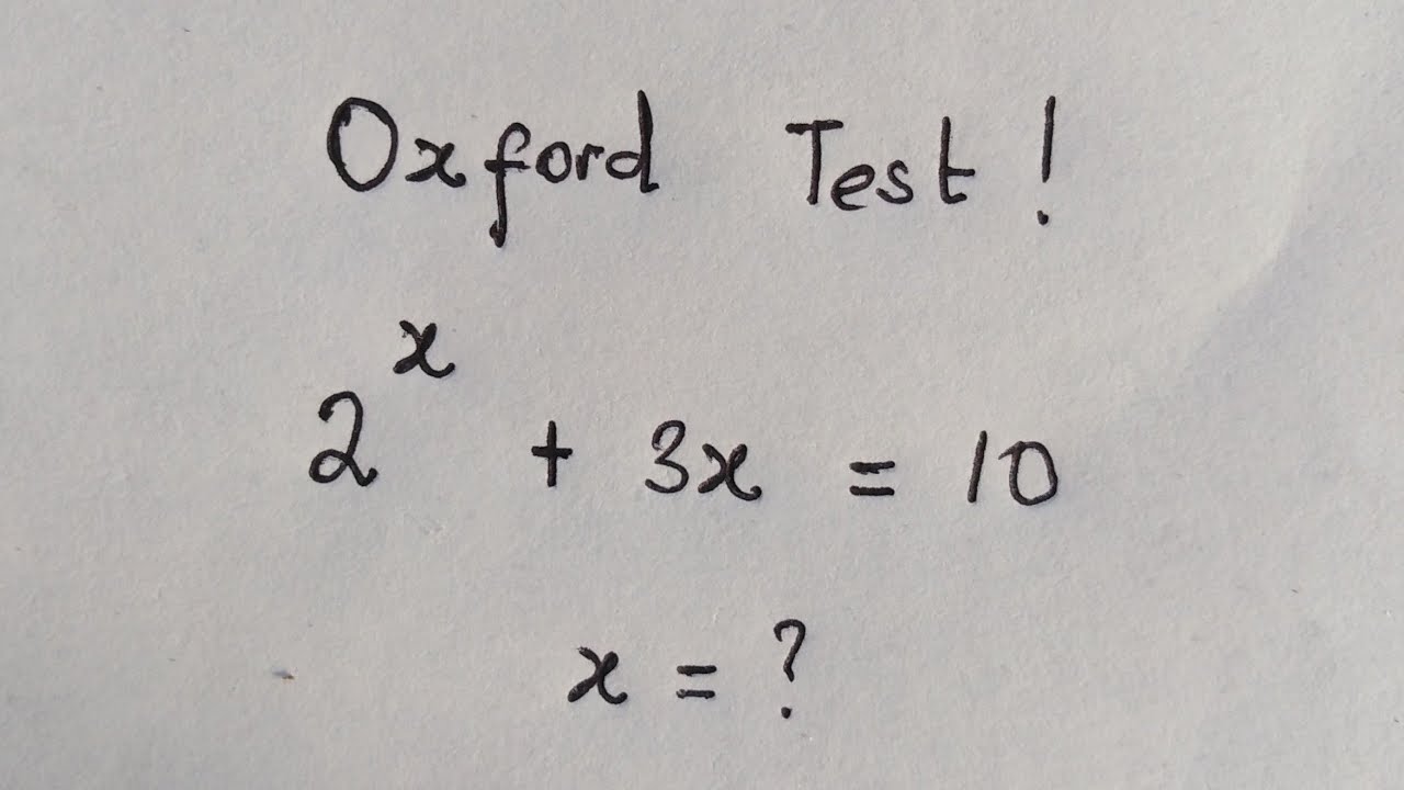 Oxford Test Question | Can you solve ? - YouTube
