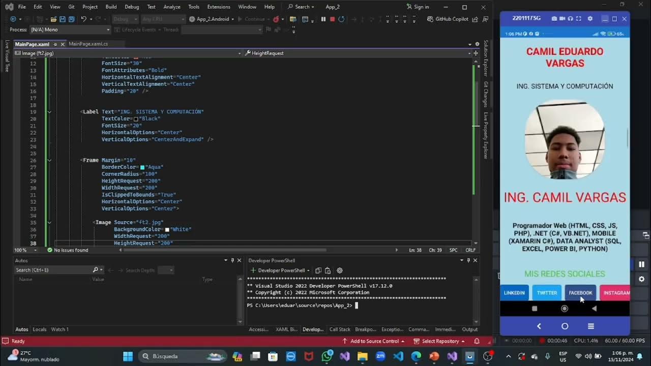 1- EJERCICIO #1 - CREACIÓN DE UNA APP TIPO PRESENTACIÓN PERSONAL USANDO XAMARIN - YouTube