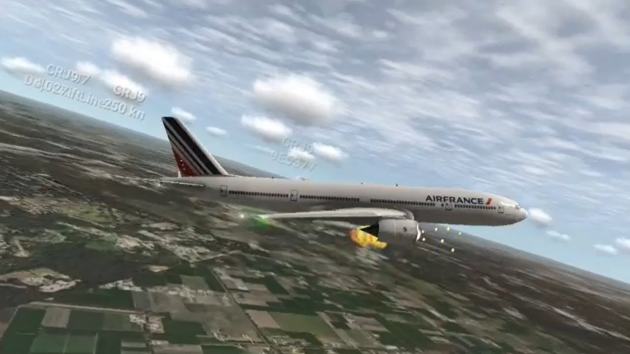 Air France B777 Engine Failure Emergency Landing Atlanta Airport!-RFS ...