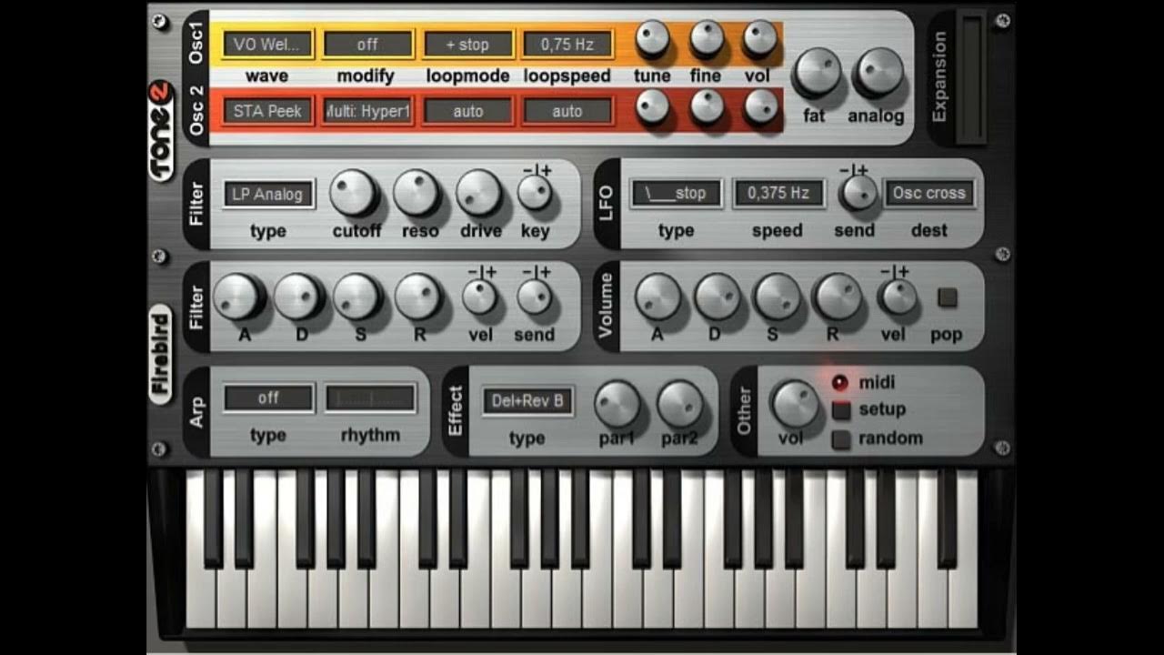Free Tone 2 Firebird Synth Sound Demo And Random Sound Button Demo - YouTube