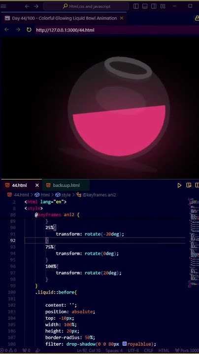 Colourful Glowing Liquid Bowl Animation #shorts#css#js#html#coding - YouTube
