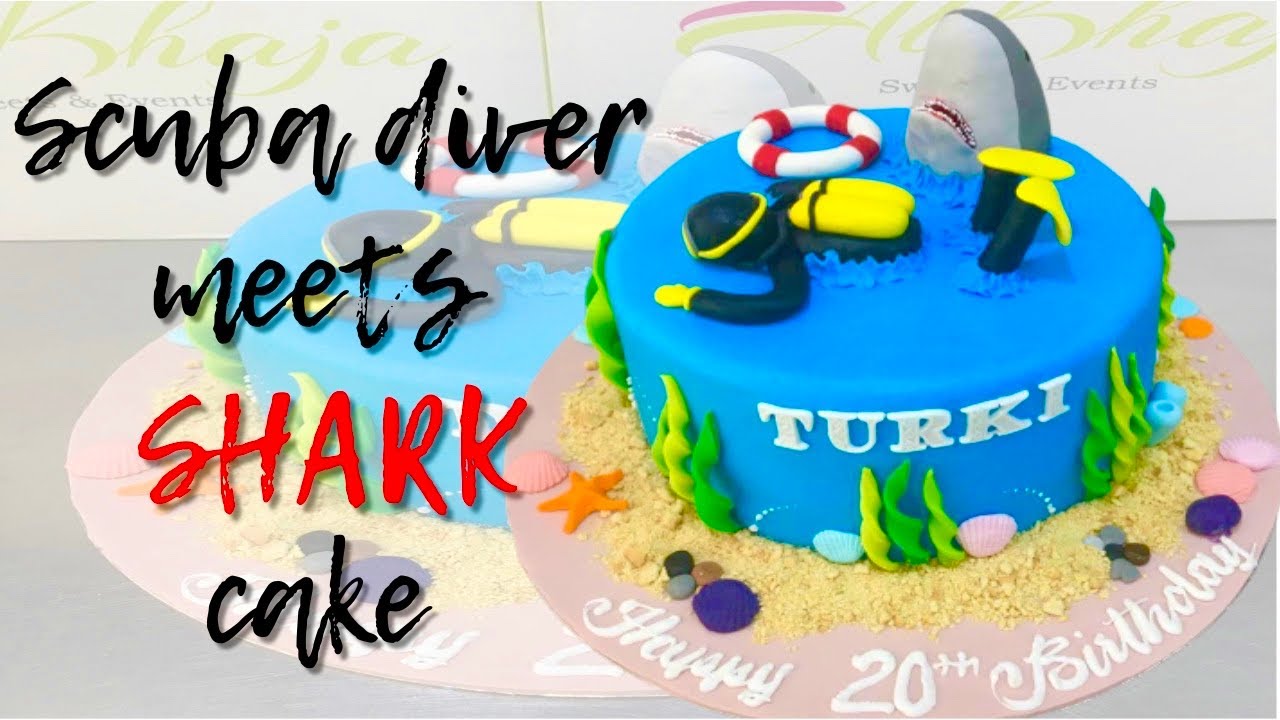 Scuba diving cake | scuba diver | shark cake | scuba diver and shark ...