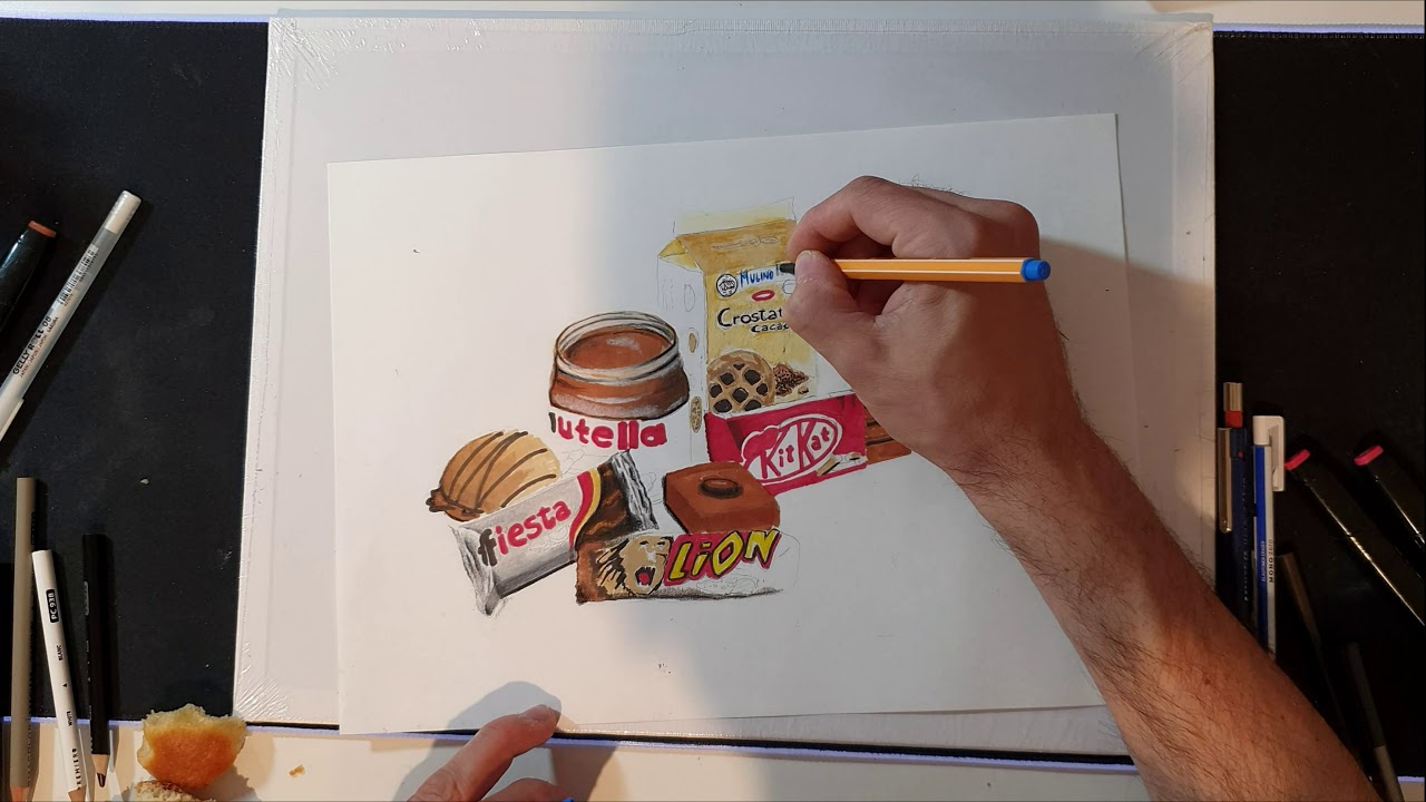 How to draw realistic snacks (disegnare le merendine) - YouTube