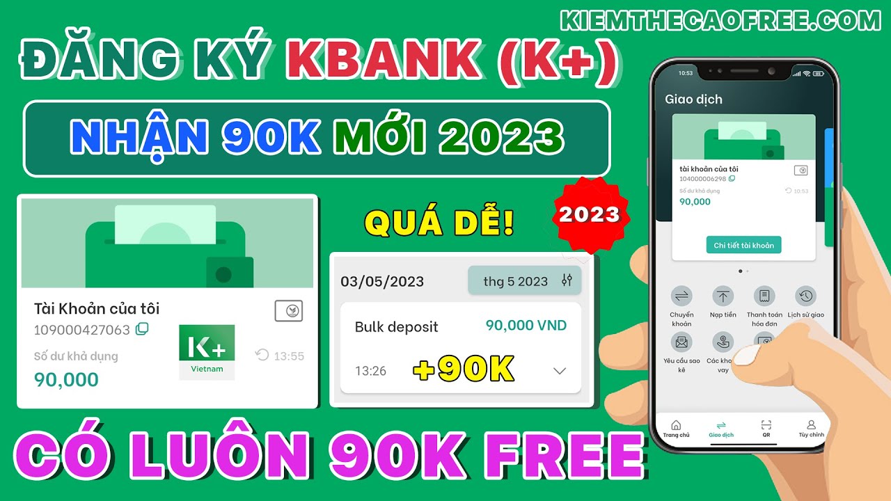 Cách Đăng Ký KBank KPlus Nhận 90K Miễn Phí - Mở Tài Khoản App Ngân Hàng KBank KPlus Nhận Tiền ...