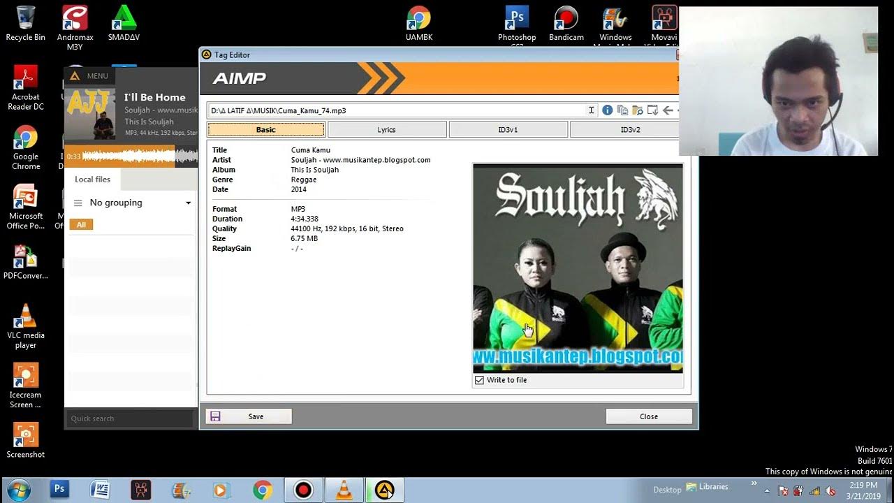 Cara mengganti cover gambar yang ada di mp3 dengan aplikasi AIMP - YouTube