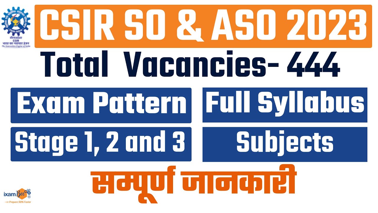 CSIR SO/ASO Recruitment 2023 || CASE 2023 || Exam Pattern II By Vikram ...