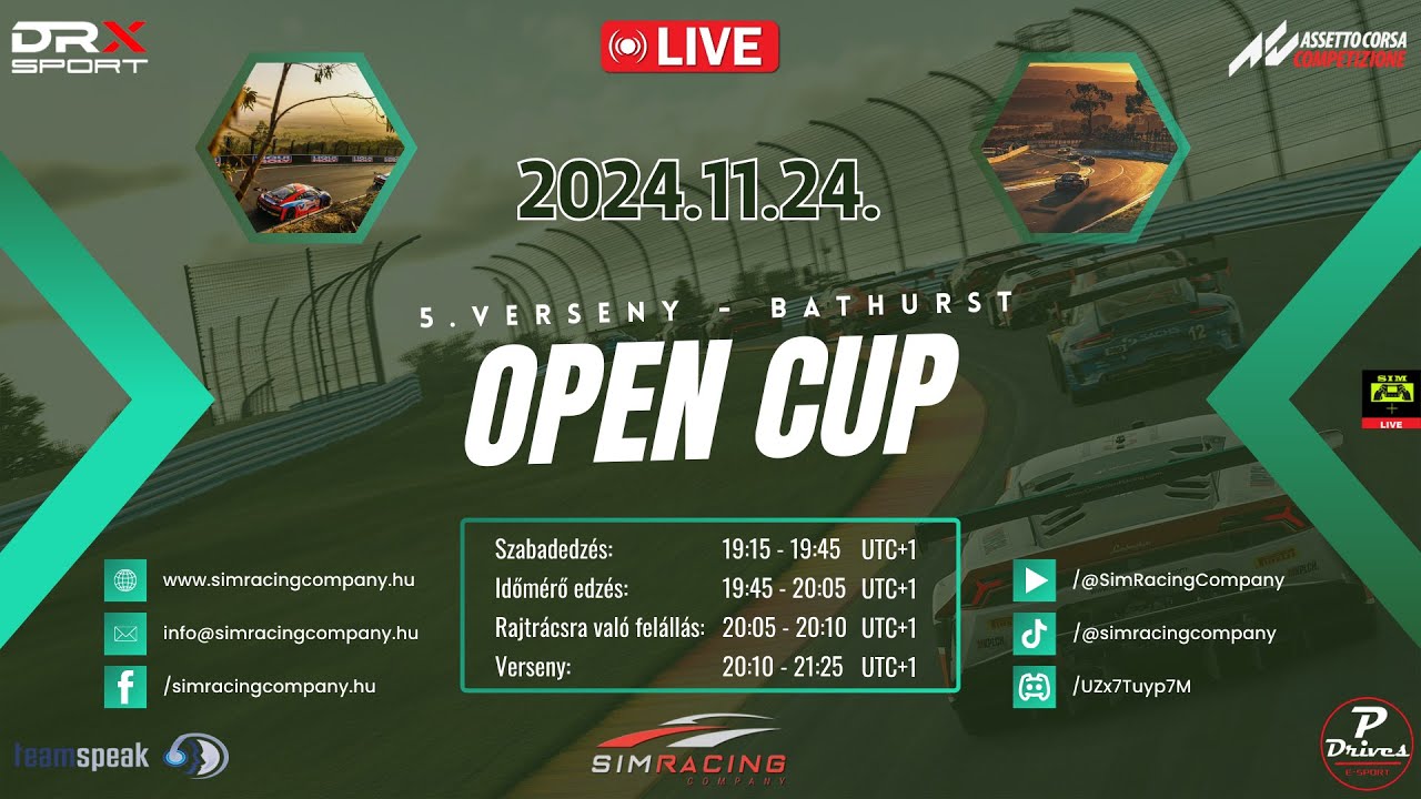 Sim Racing Company - GT3 2024/2025 S9: 5. verseny | Bathurst | Open Cup ...