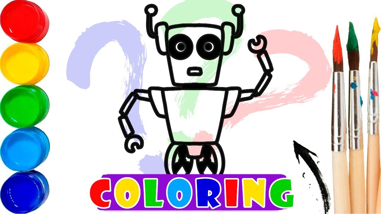 How to draw a robot for children & Simple Draw and Coloring Lessons For ...