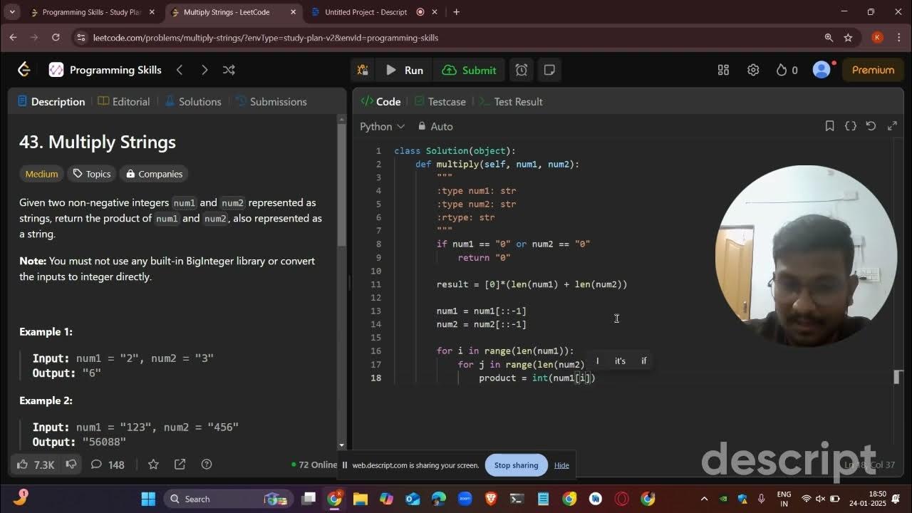 LeetCode Day 14 : Multiply Strings , 100 day python learning Series , LeetCode python day 35 ...