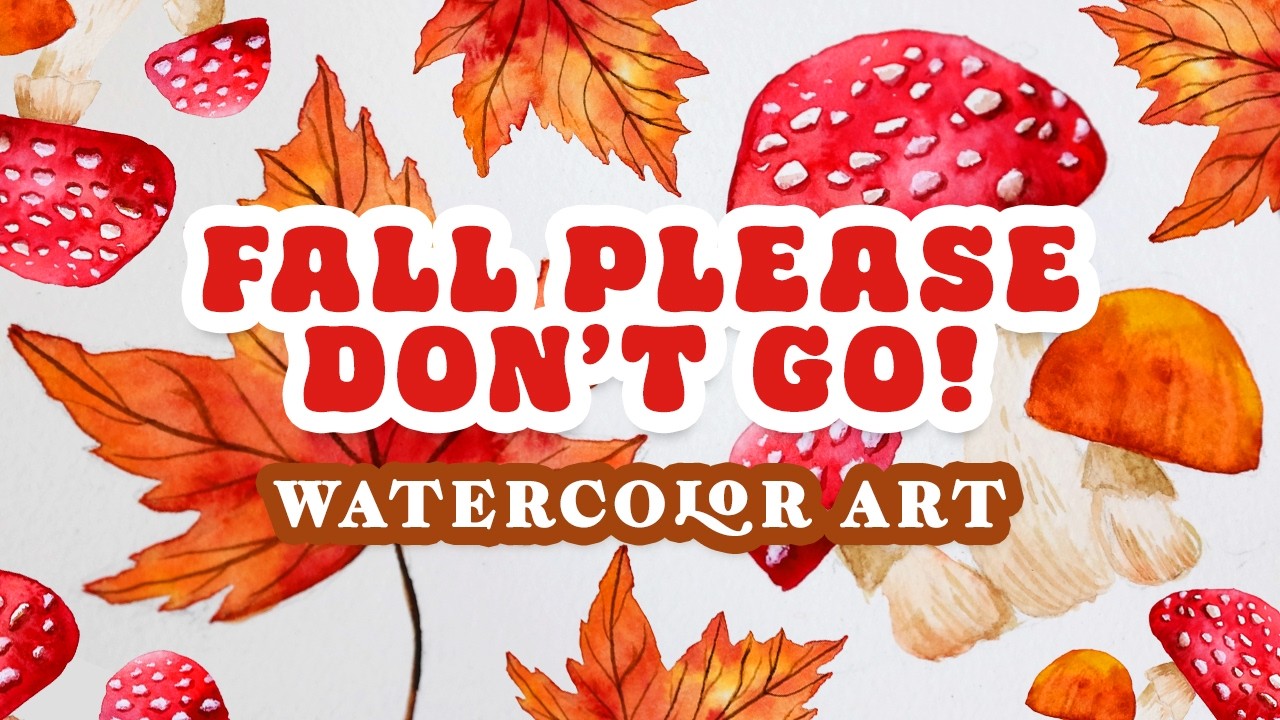 2 Easy Fall Watercolor Illustrations l Mushroom & Leaf watercolor ...