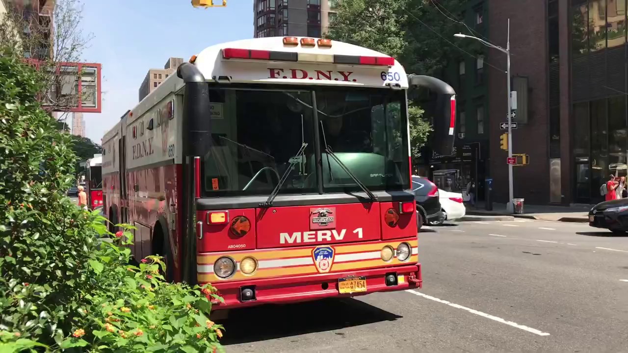 FDNY MERV 1 & FDNY MRTU 1 RESPONDING TO A 2ND ALARM 10-77 HIGH RISE ...