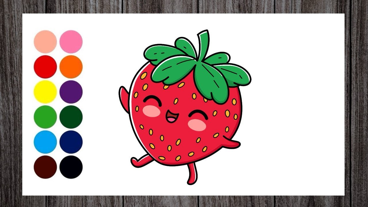 How to Draw a Cute Strawberry | Strawberry Cartoon | Strawberry Drawing ...