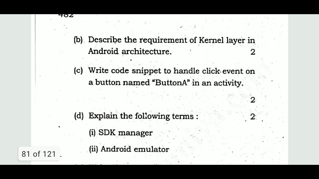 Android Programming, B.Sc. (Hons) Computer Science SEC, Previous year ...