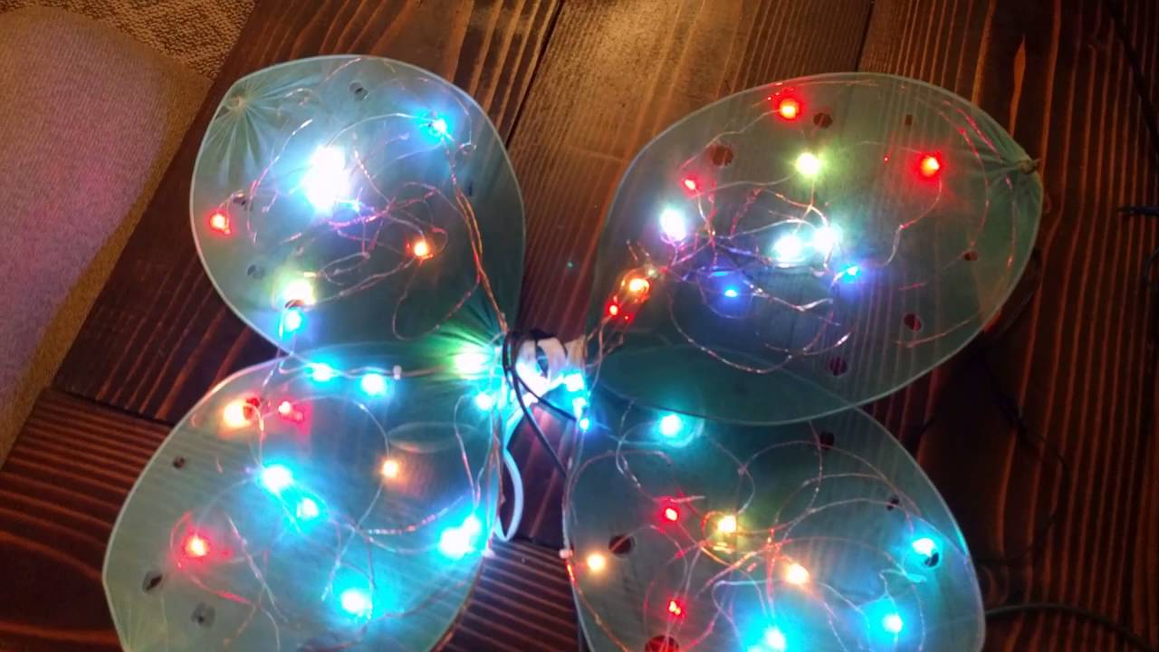 fairy wings with LEDs, for the playa burning man lights - YouTube