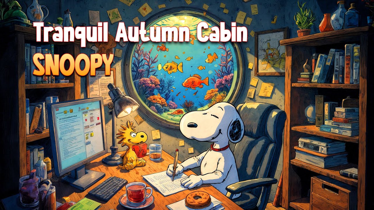 Tranquil Autumn Cabin 🔥 Snoopy Lofi Ambience for Comfort & Focus - YouTube