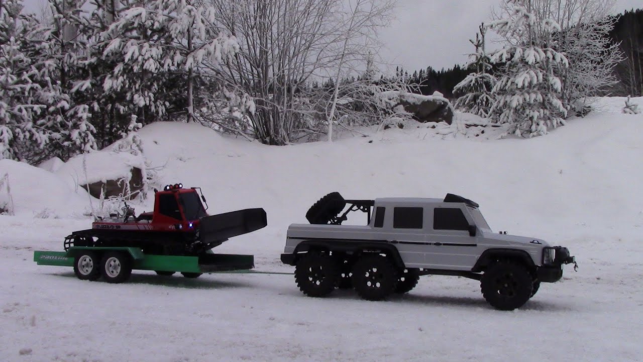 RC TRAIL BLIZZARD SNOWMOBILE & 6X6 MERCEDES HAULING - YouTube