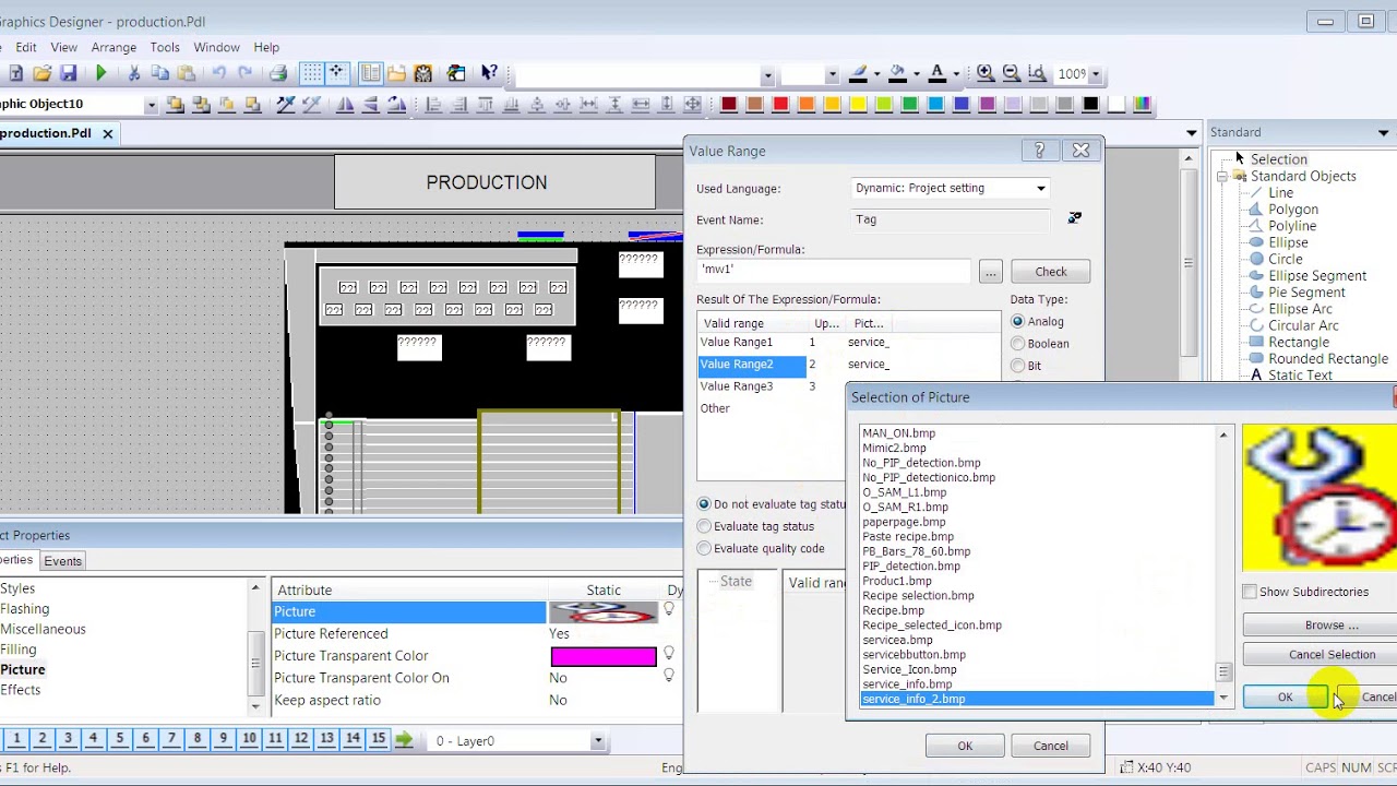 how to change boarder color in wincc explorer using graphics object and ...