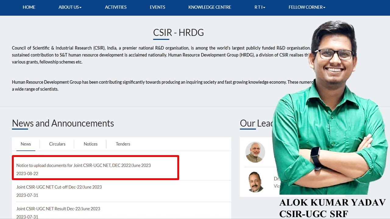 Notice to upload documents for Award letter (E-Certificate) Joint CSIR ...