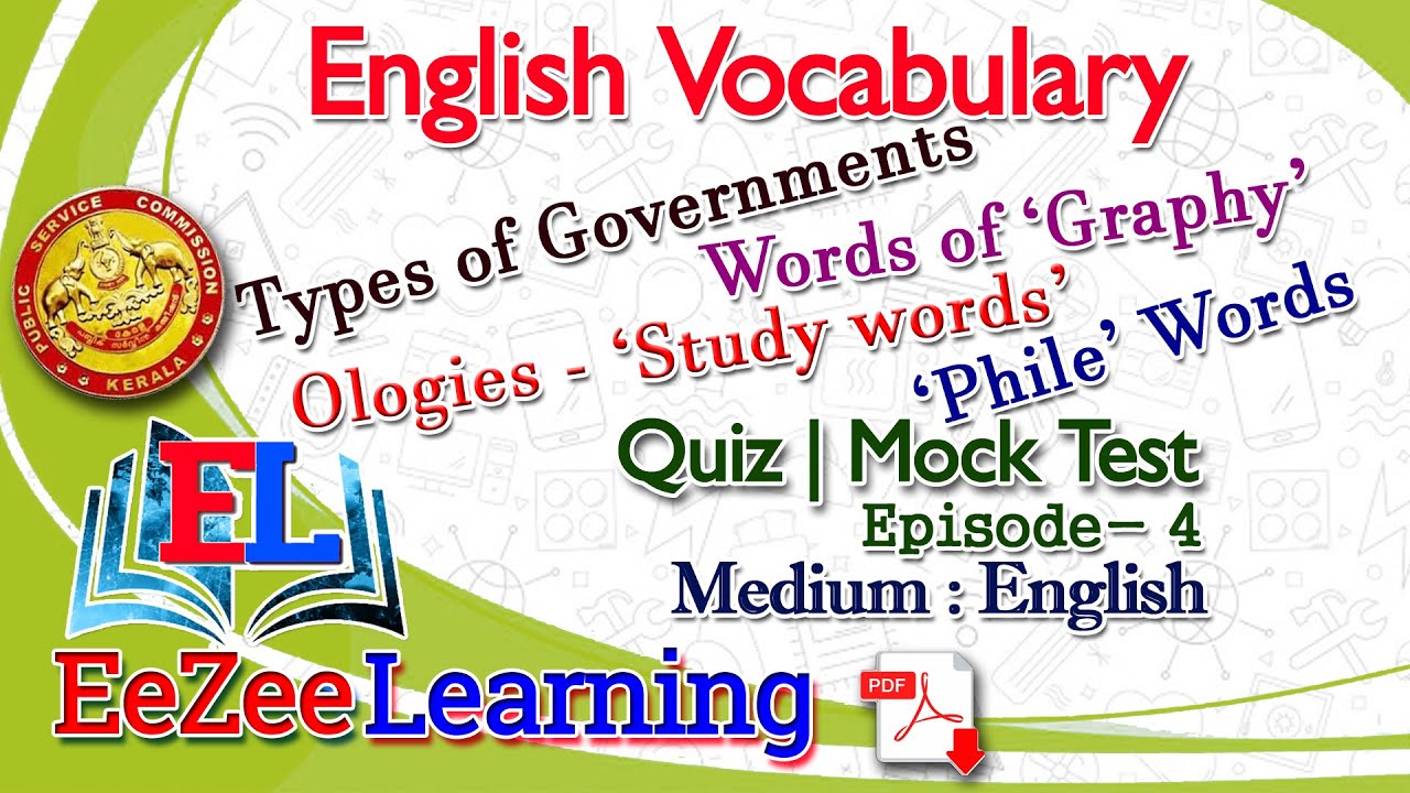 English Language | Vocabulary | Words of - 'Graphy' 'Phile ' Ology ...