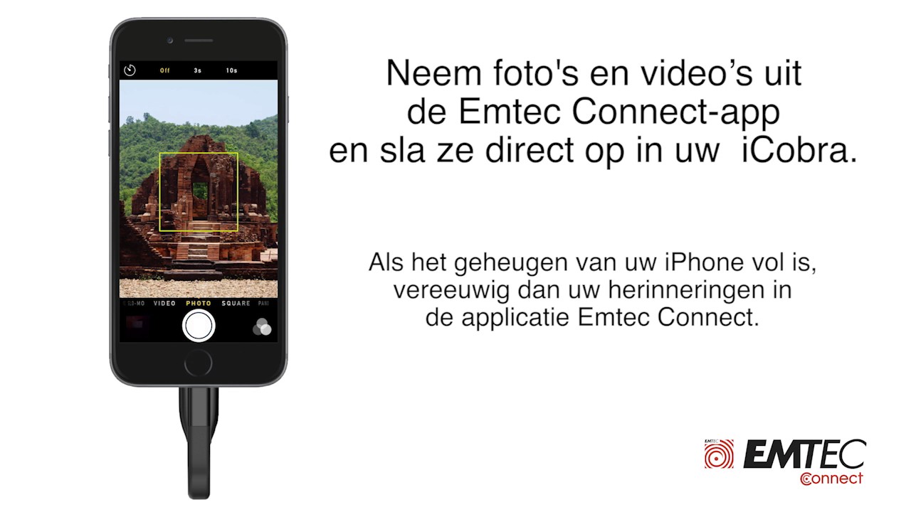 Neem foto's en video's uit de Emtec Connect-app en sla direct op in uw ...