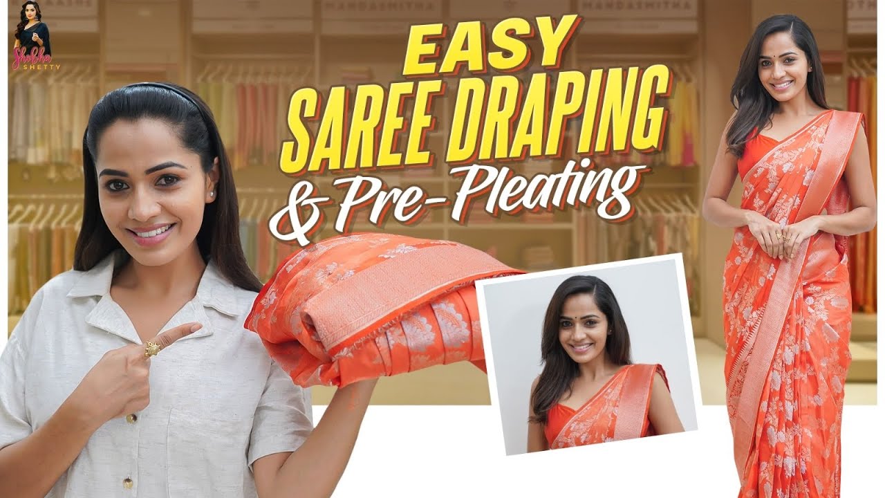 Easy Beginners Saree Draping and Pre Pleating || Simple and easy ...