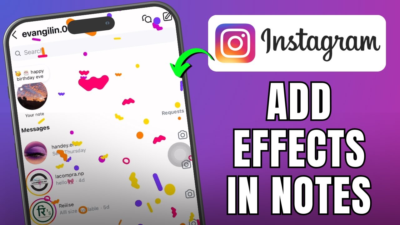 How To Add Effects On Instagram Notes | Add Special Purple Celebration ...