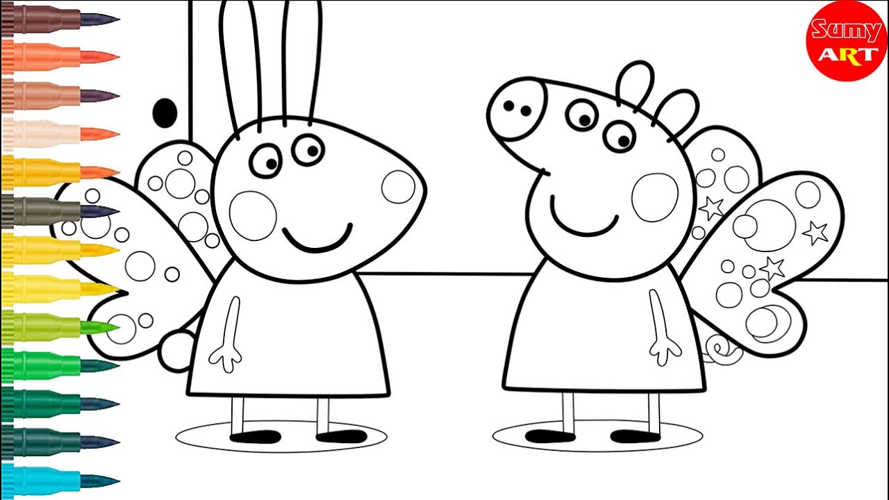 🦋 Peppa Pig Coloring Pages | Coloring Peppa Make A Butterfly Costume 🐷 ...