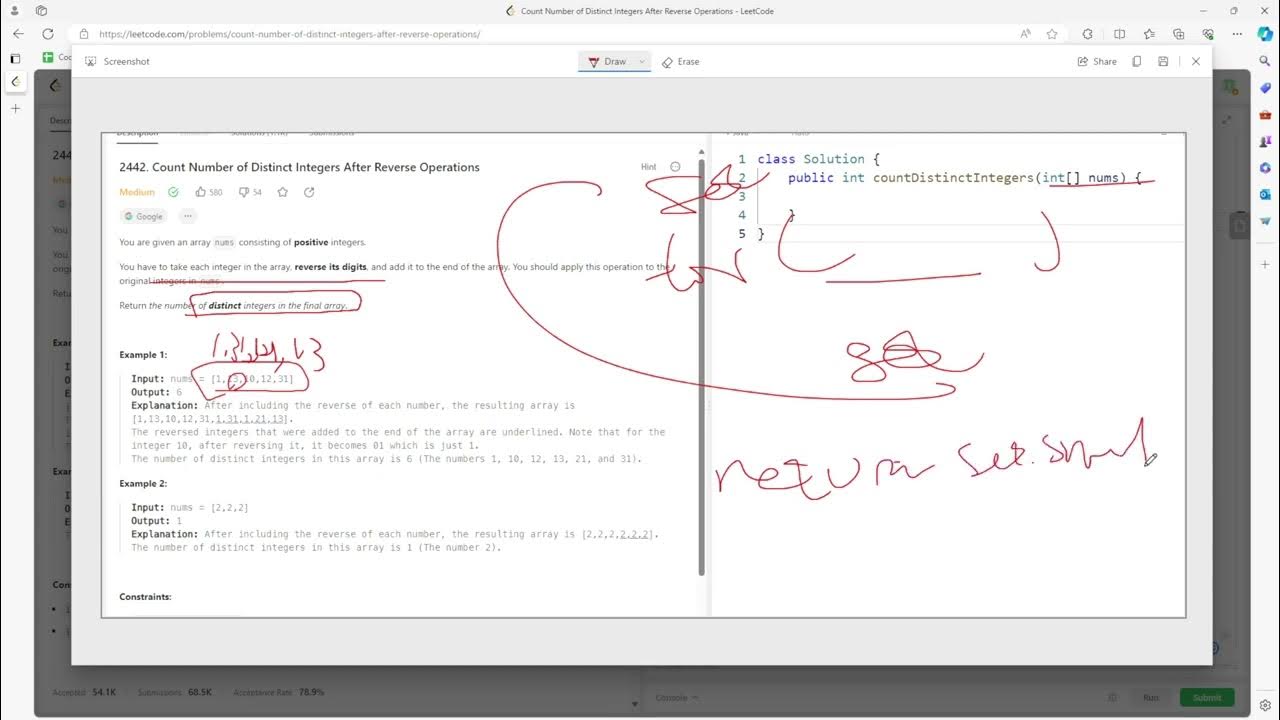 LeetCode 2442 | Count Number of Distinct Integers After Reverse Operations | Java - YouTube