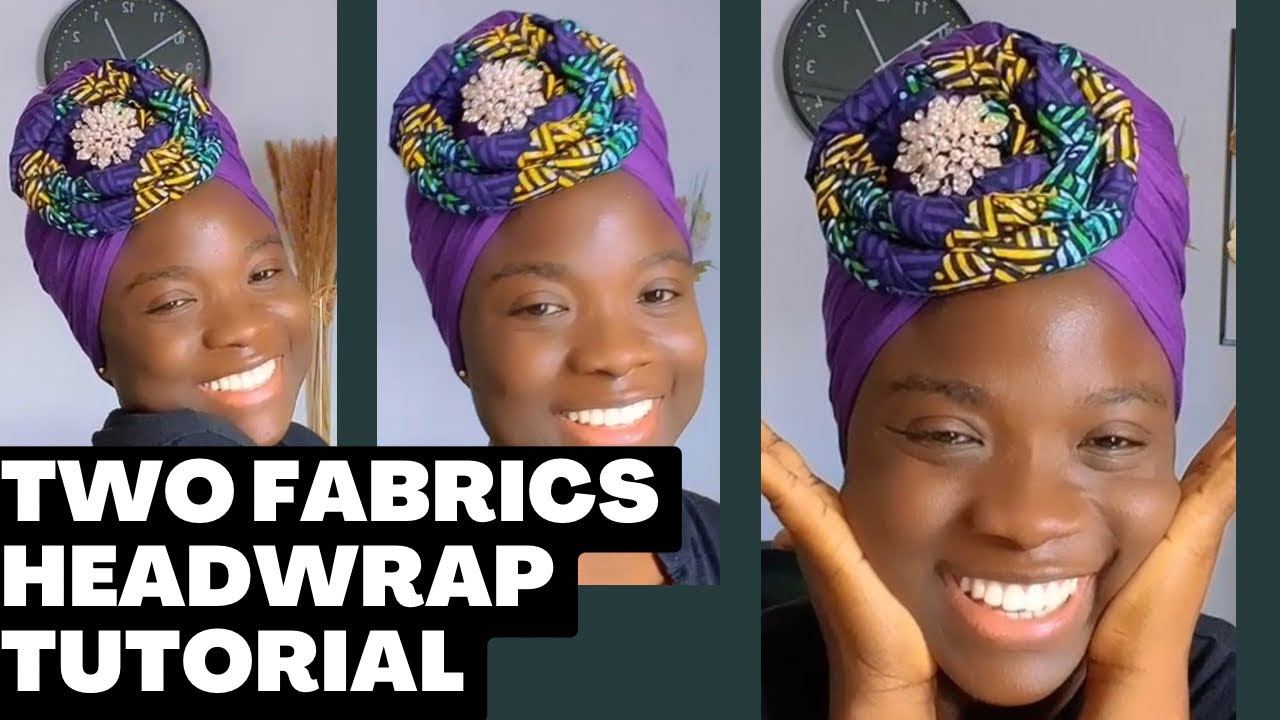 TWO COLOURS HEADWRAP TUTORIAL/Turban/Headscarf - YouTube
