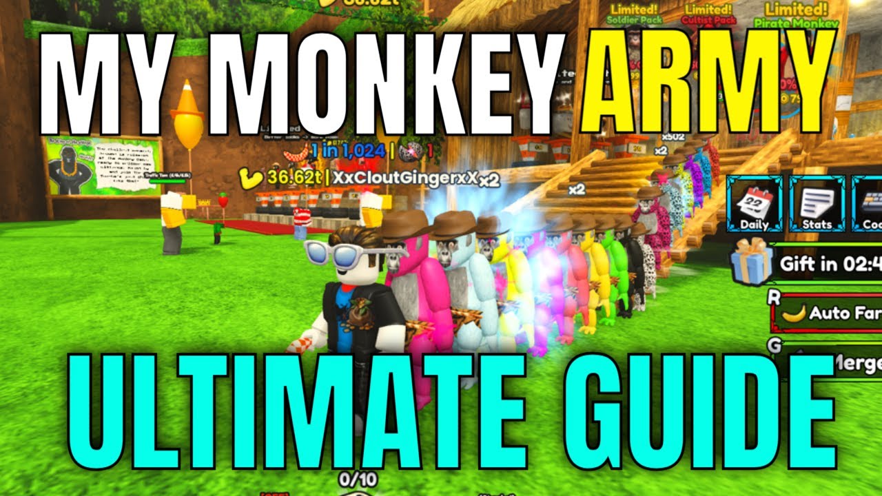 MY MONKEY ARMY ULTIMATE GUIDE! (Bananas, Money, Gems) - Roblox - YouTube