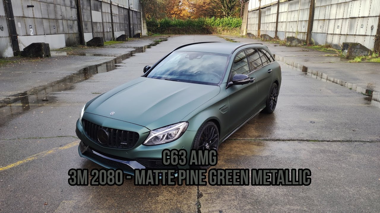 C63 AMG wrapped in Pine Green Metallic - YouTube
